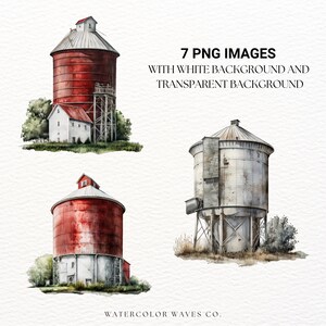 Red Farm Barn Silo Clipart | Farmhouse Clipart | Farm PNG | Red Barn ...