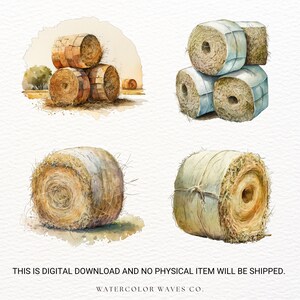 Bale of Hay Clipart Bundle | Farm Landscape | Watercolor Wheat Field ...