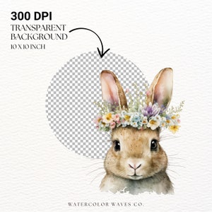 Spring Bunny Clipart | Easter Bunny Clipart | Floral Bunny | Watercolor ...