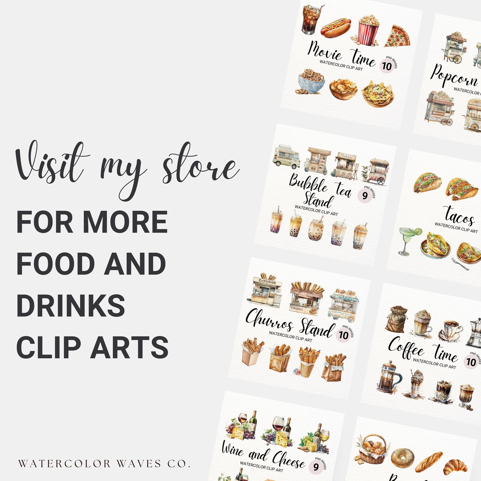 Watercolor Fast Food Clipart Burger and French Fries Clipart - Etsy