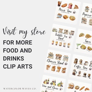 Watercolor Fast Food Clipart | Burger and French Fries Clipart | Kawaii ...