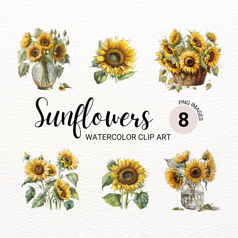 Watercolor Sunflower - Etsy