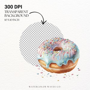 Donut Clipart | Watercolor Donut PNG | Baking Clipart | Dessert Clipart ...