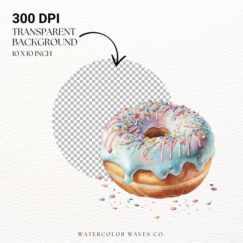 Donut Clipart Watercolor Donut PNG Baking Clipart - Etsy