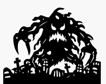 Scary Monster Zombie SVG Face 2 Instant Silhouette Download .AI DXF Png ...