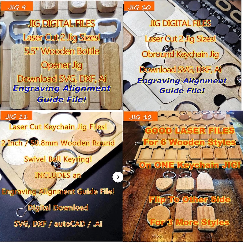 26 Laser Engraving Jig Template Bundle: Keychain, Bottle Opener ...