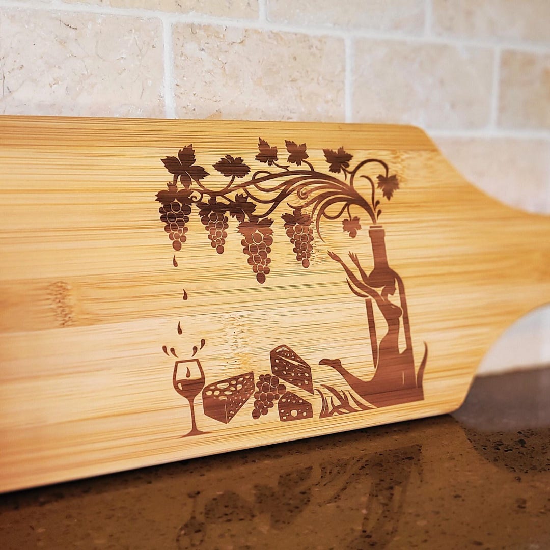 Grape Vine Charcuterie Board Laser Engrave Files: Wine & Cheese Design ...