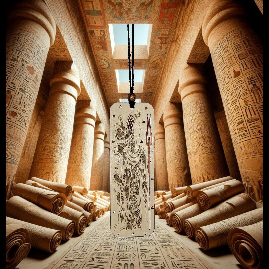 Wooden Engraved Bookmark Egyptian Scepter 6 X 2 Inch X 2mm Rosewood Ball Black String Original ...