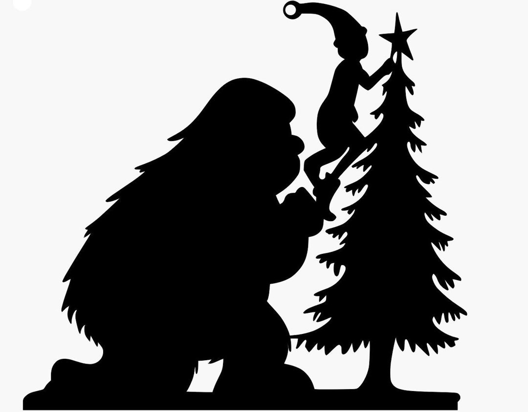 Bigfoot Christmas Elf SVG: Sasquatch Tree Silhouette (digital Download ...