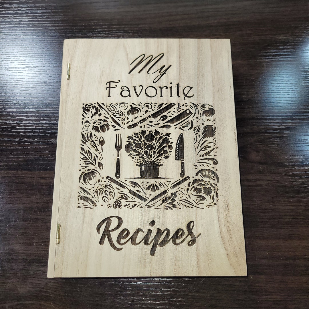 Laser Engraved Design on Wooden Cook Book Recipe Keepsake Case ...