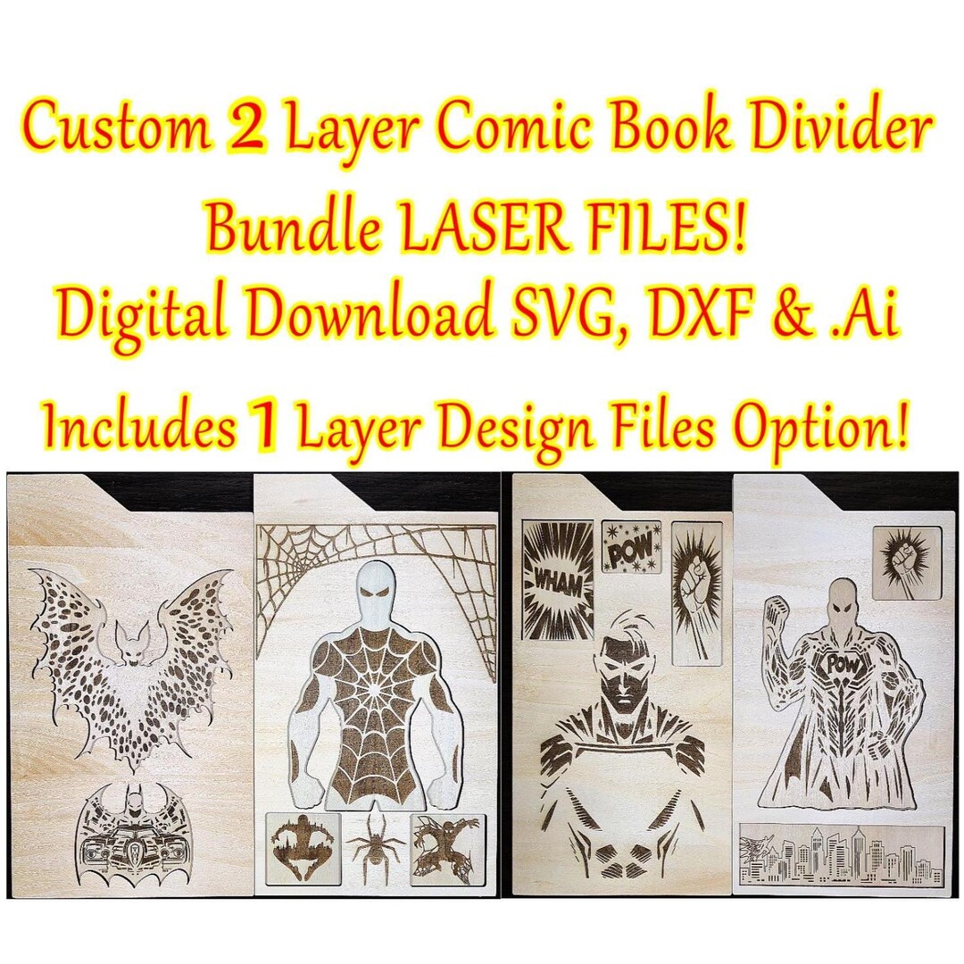 Comic Book Divider Laser Files: 2-layer Superhero Designs (digital ...