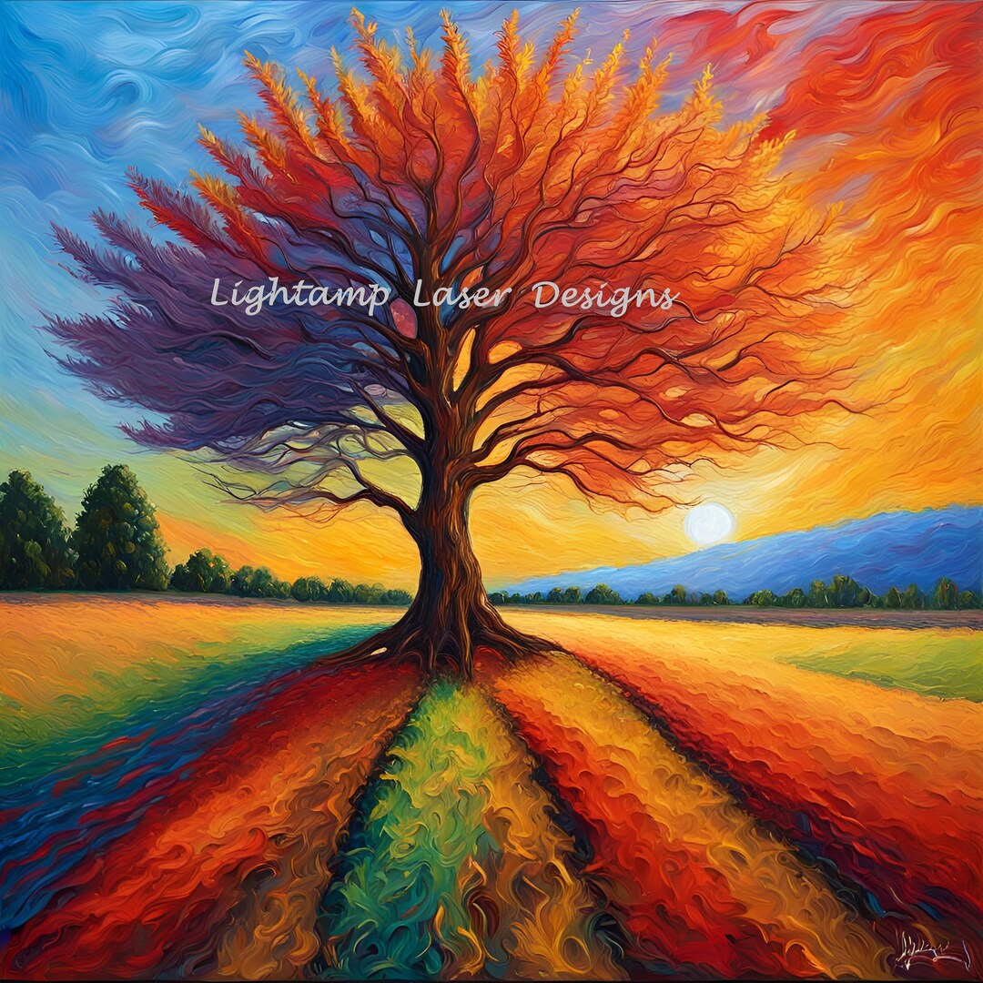 It's A Wonderful Tree of Life Digital JPG Download Oil Painting Autumn ...