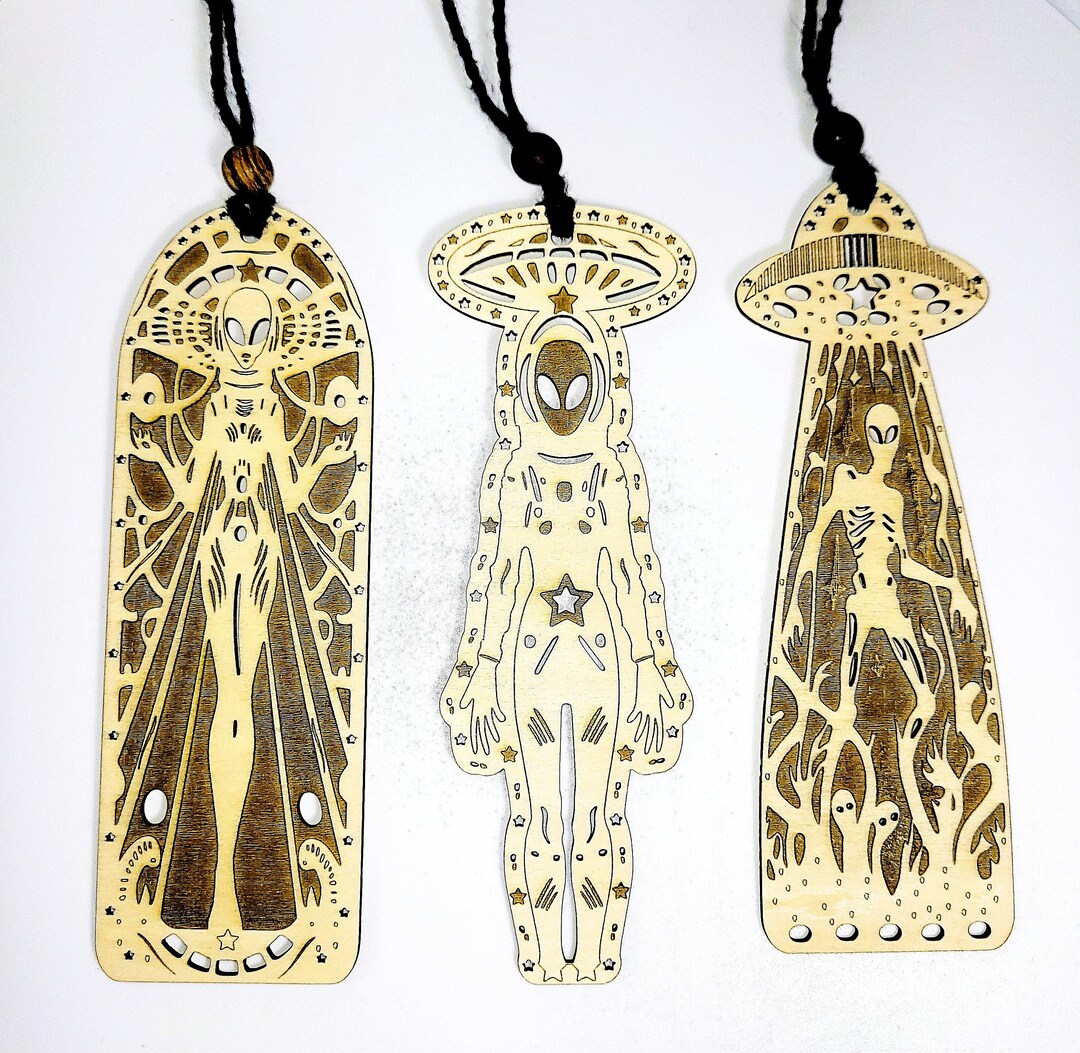 UFO Alien Engraved Bookmark Laser Files - Extraterrestrial Art SVG DXF ...
