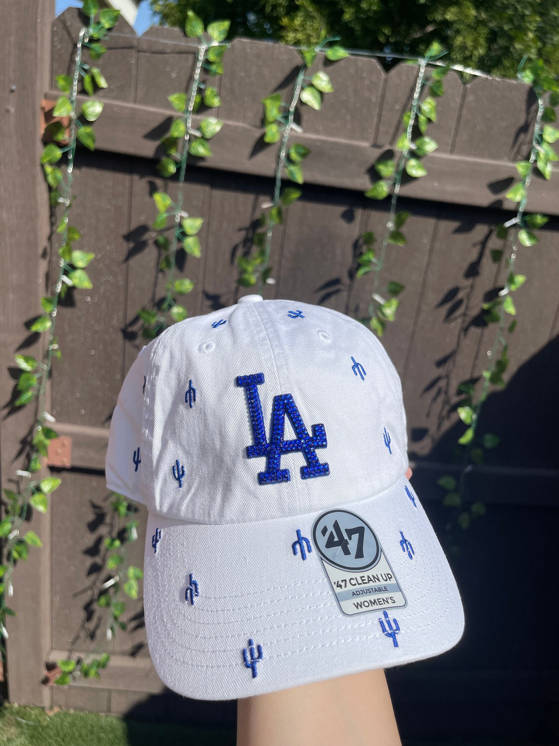 Los Angeles Dodgers Women's White With Blue Cactus Hat Swarovski Crystals - Etsy