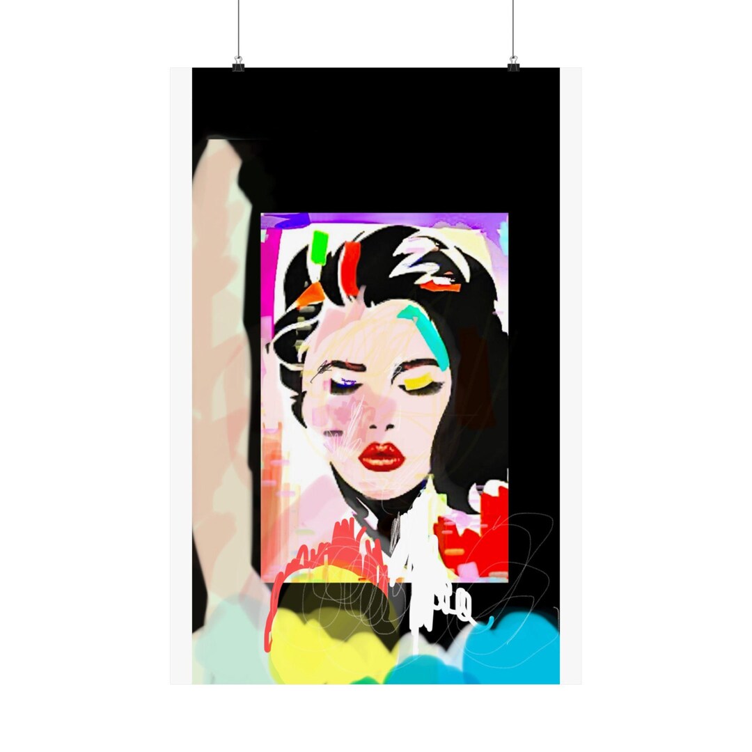 Art Painting Punk Girl Rock Matte Gothic Black and Red Vertical Posters ...