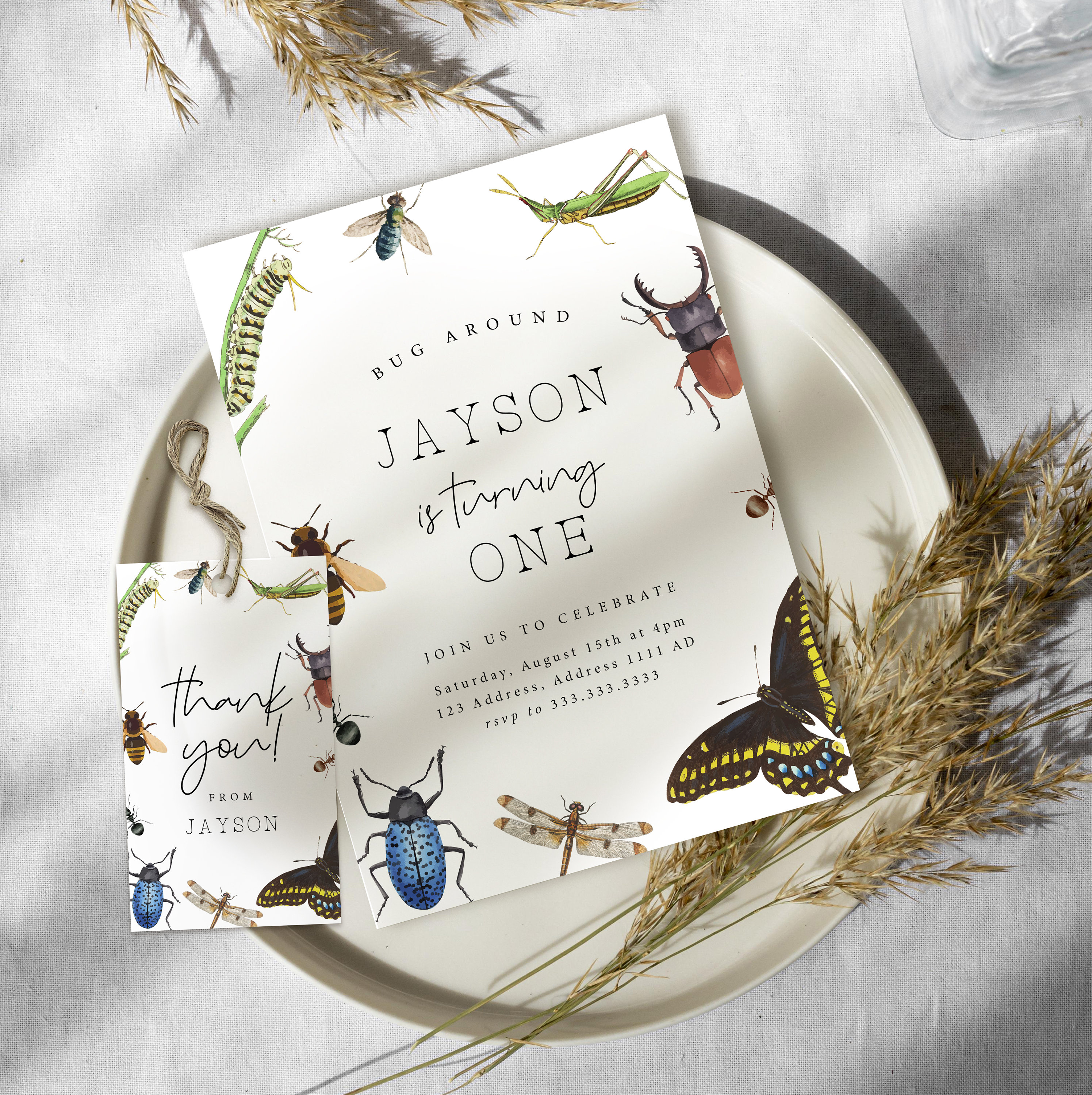 Bug Birthday Invitation, Insect Birthday Invite, Bug Party, Customized ...