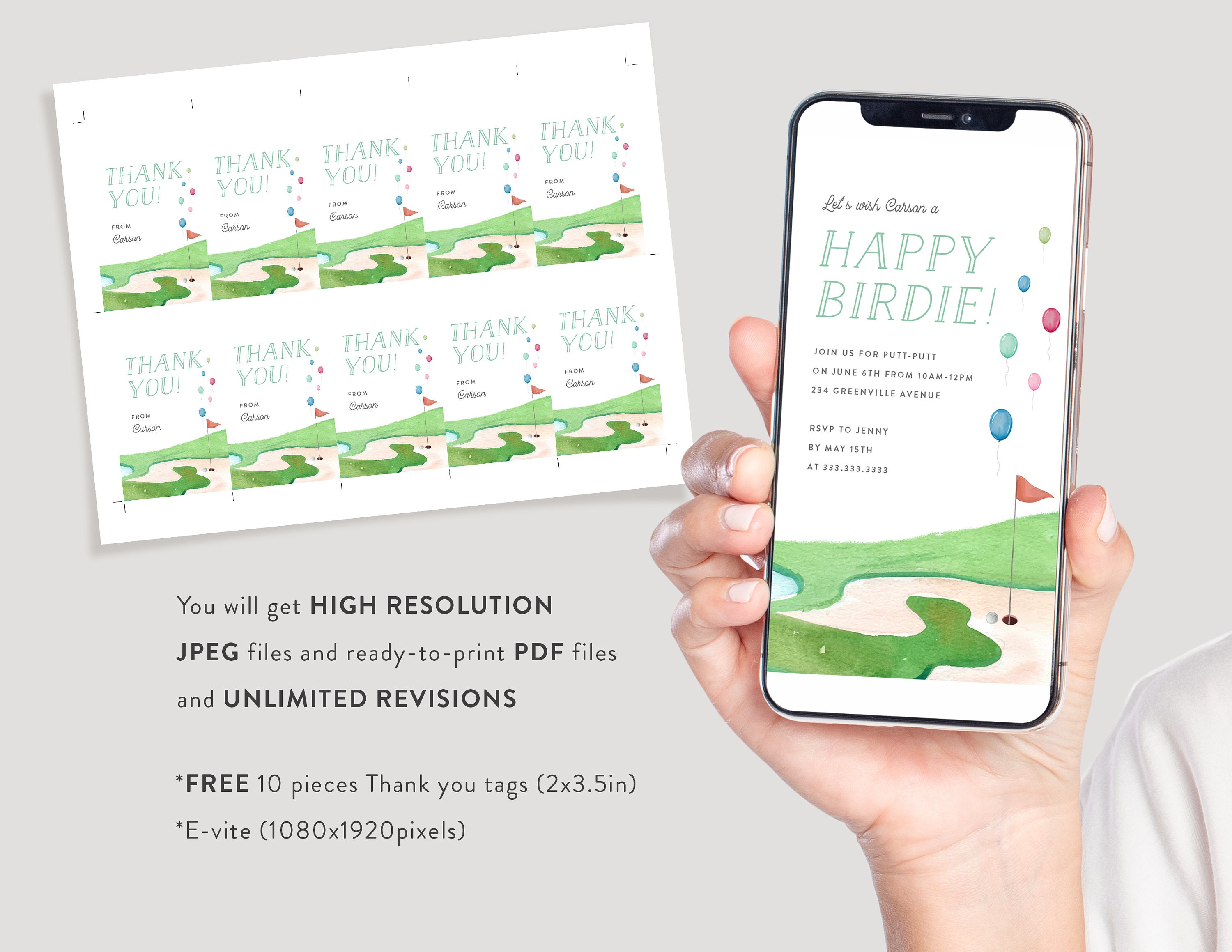 Golf Birthday Invitation, Digital Boy Birthday Invitation, Putt-putt ...