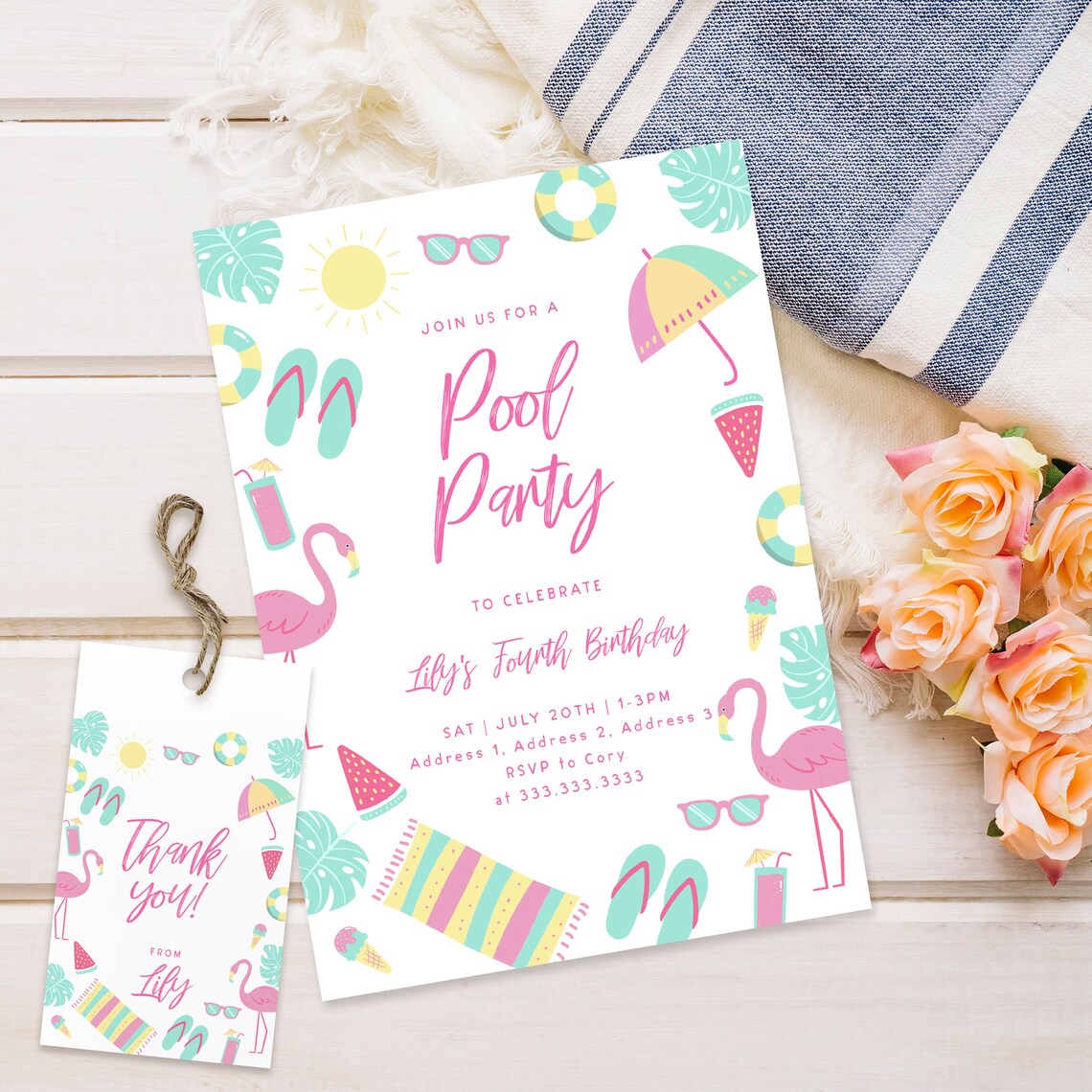 Summer Pool Party Invitation: Splish Splash Birthday Card (digital ...