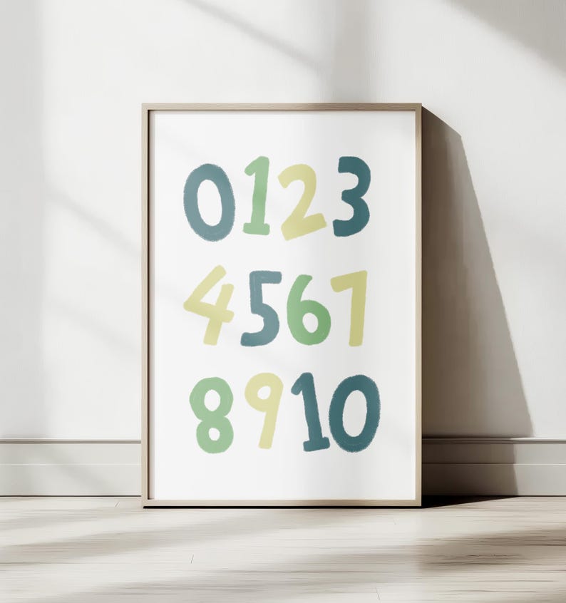 Earthy Color Number Poster, Nursery Wall Decor, Digital Download - Etsy