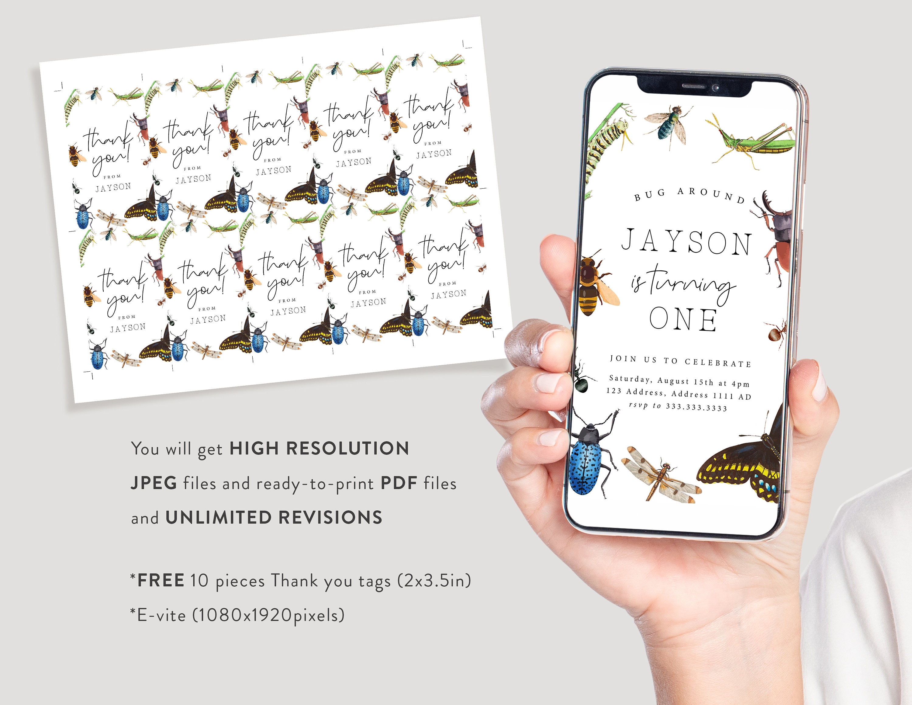 Bug Birthday Invitation, Insect Birthday Invite, Bug Party, Customized ...