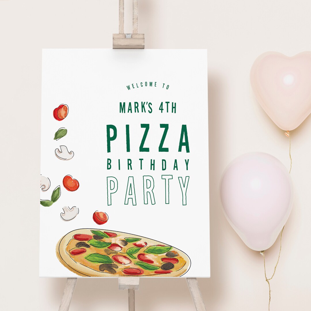 Pizza Party Birthday Welcome Sign - Digital Download - Etsy