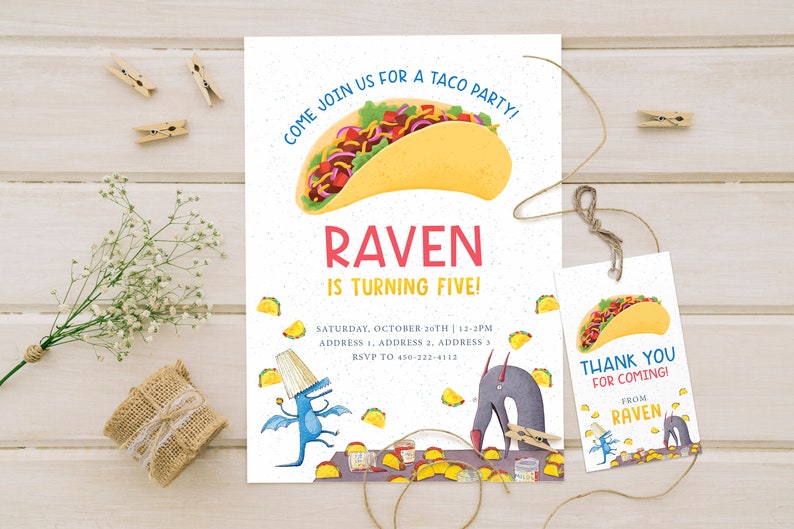 Dragons Love Taco Birthday Invitation Taco Tuesday Party - Etsy