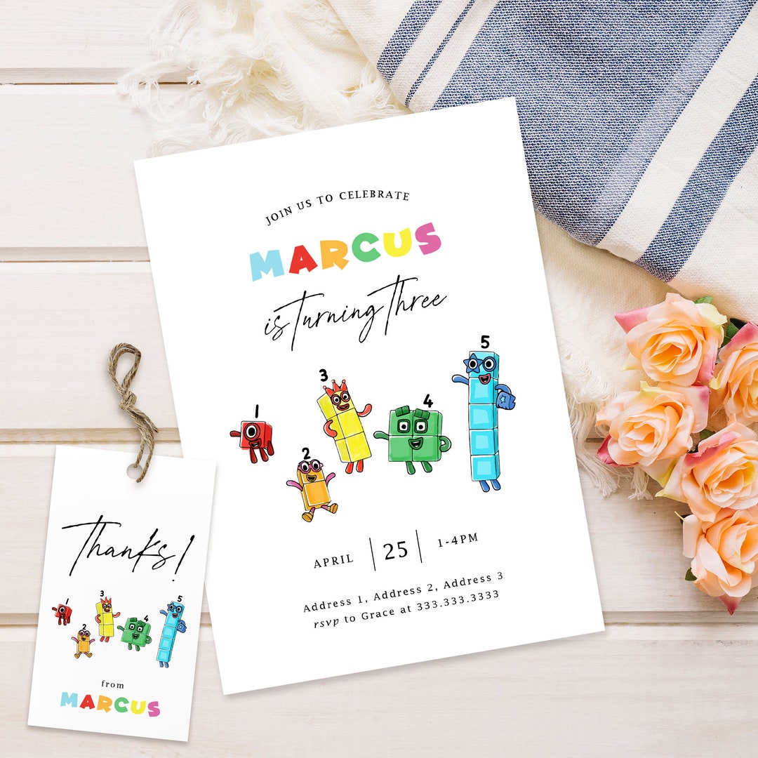 Numberblocks Birthday Invitation, Colorful Numberblocks Party Invite ...