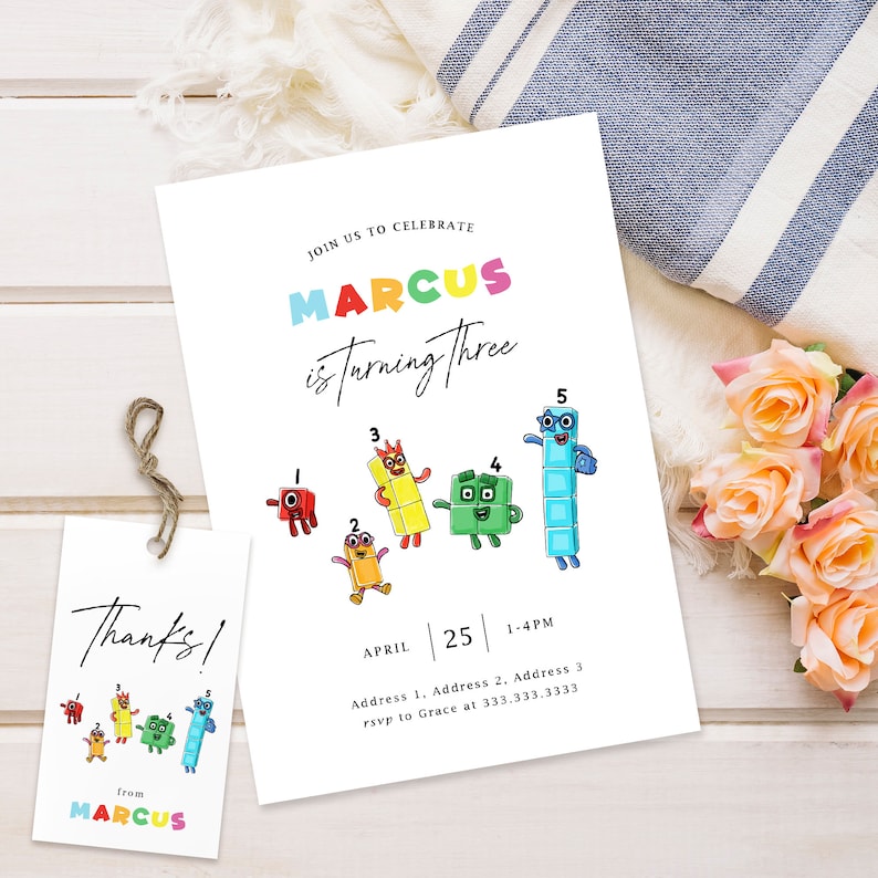 Numberblocks Birthday Invitation, Colorful Numberblocks Party Invite ...