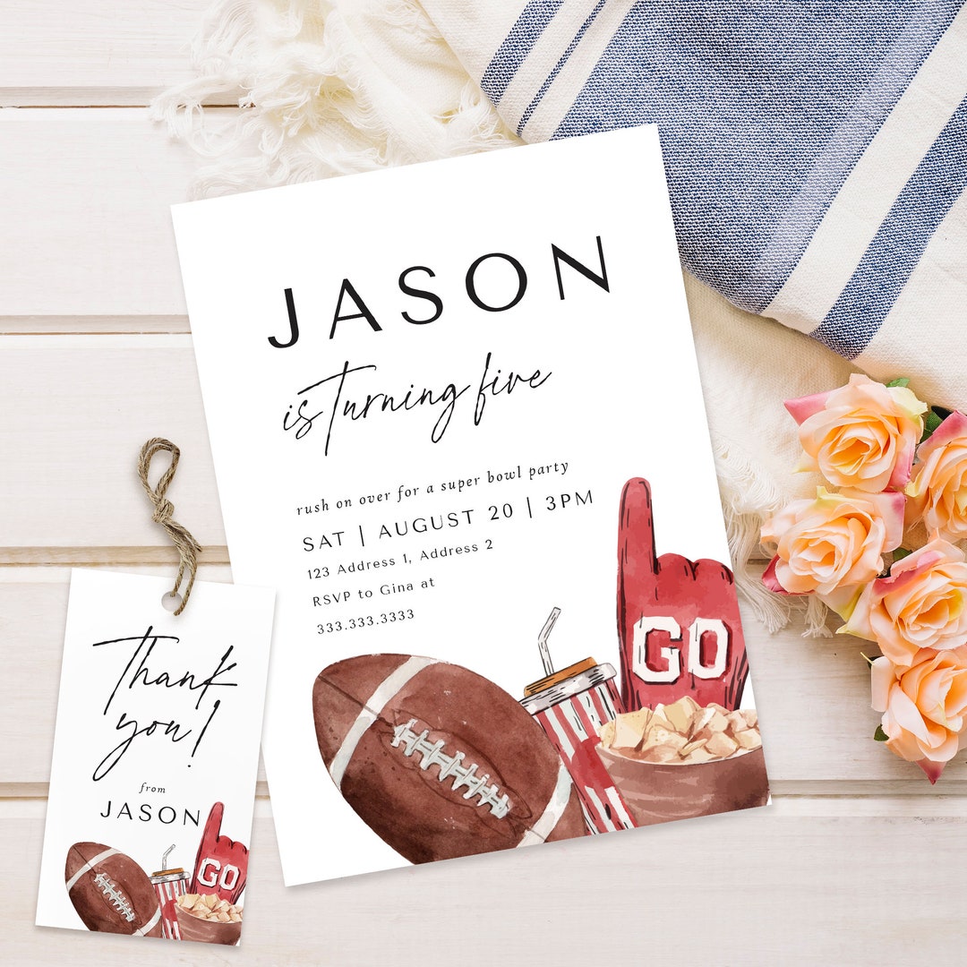 Football Birthday Invitation, Birthday Scrimmage, Super Bowl Football ...