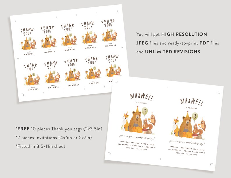 Forest Animals Birthday Invitation, Woodland Birthday Party, Fall ...