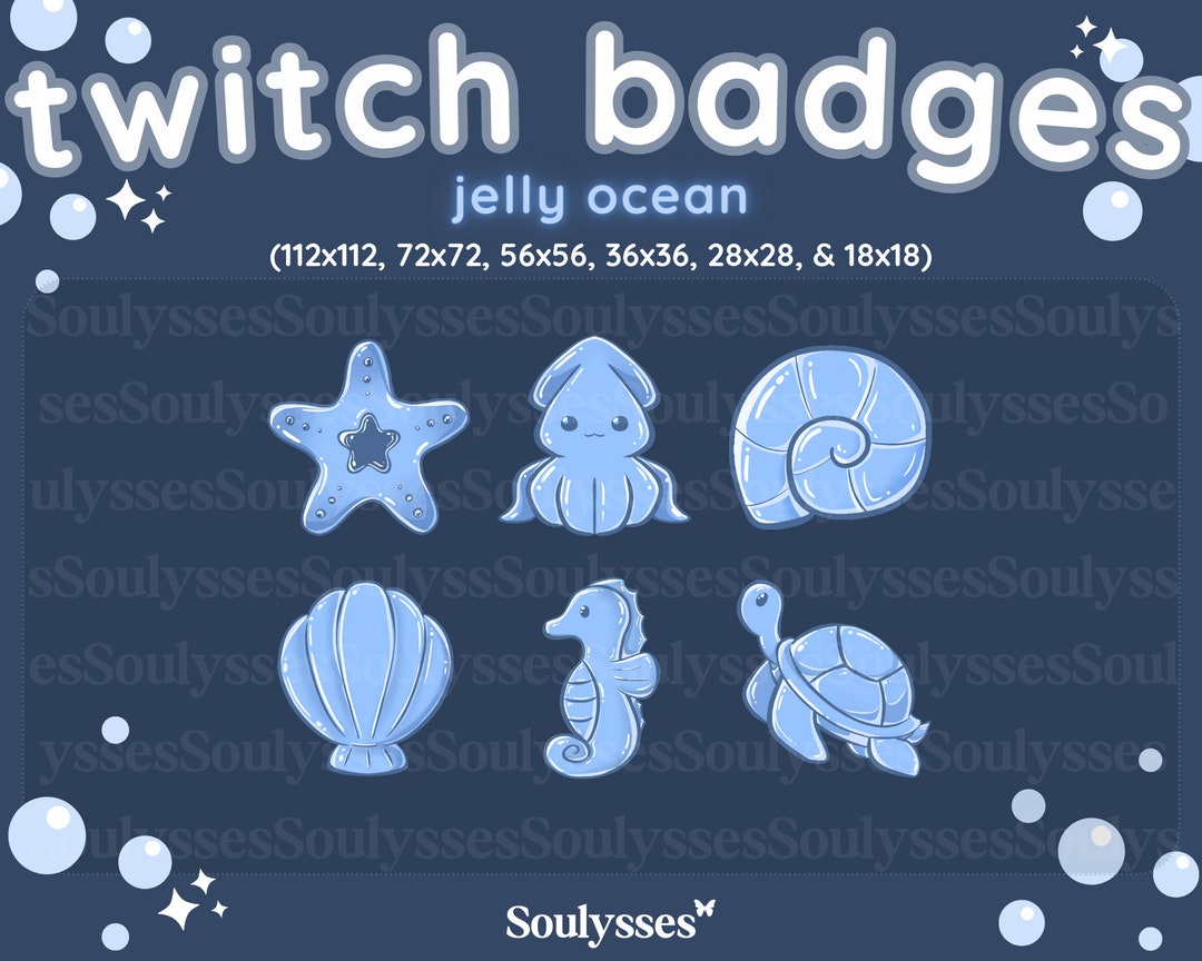 Jelly Ocean Twitch Bit/sub Badges - Cute, Kawaii, Sea, Blue, Pastel ...