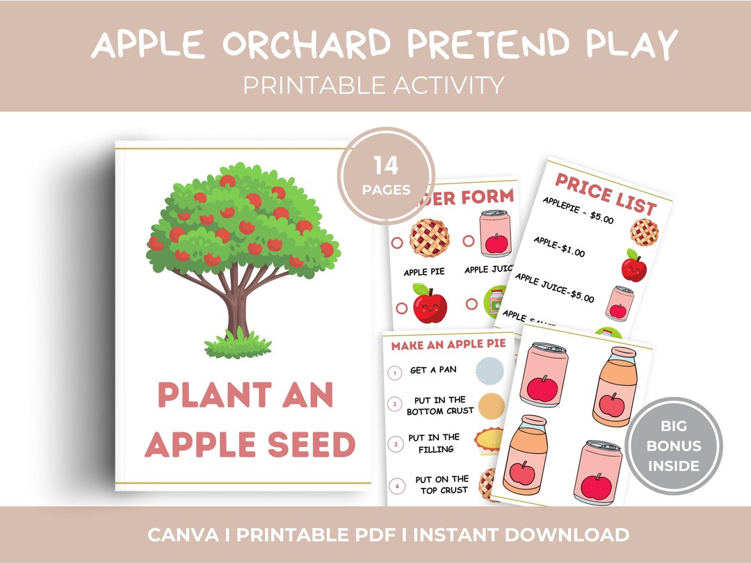 Apple Orchard Pretend Play Printable | Kids Dramatic Play Set ...