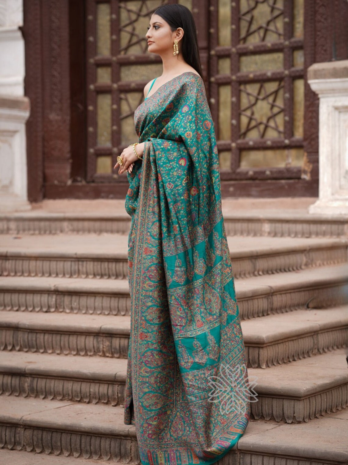 Rama Green Kani Silk Saree Kashmiri Kani Weave Sari Traditional Sari ...