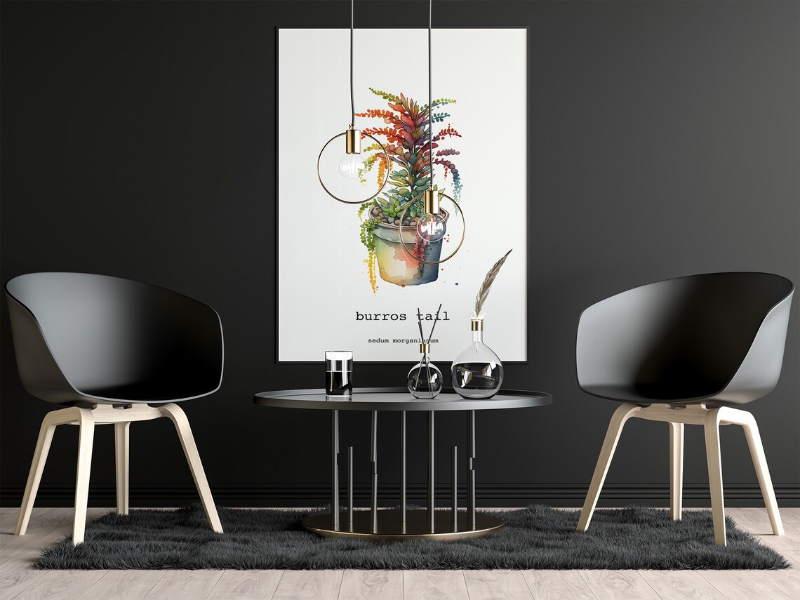 Burros Tail PRINTABLE Minimalist Botanical Watercolor Painting Digital ...