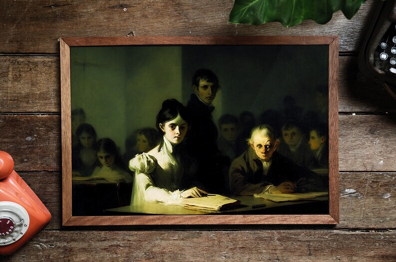 Gothic Classroom Moody Dark Painting Printable Wall Art as Instant ...