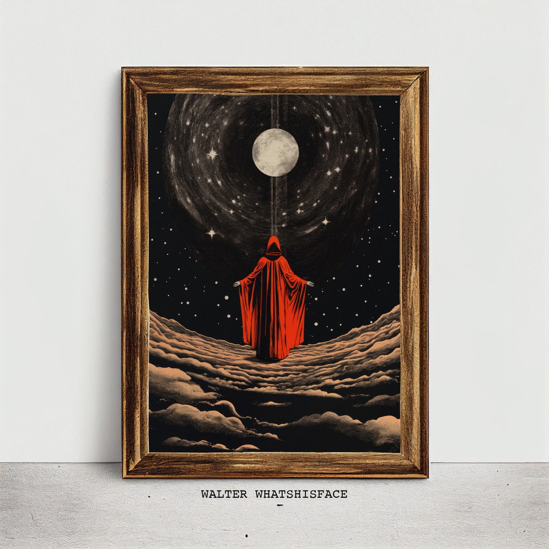 Astral Priest Occult Vintage Dark Painting, Dark Academia Aesthetic ...