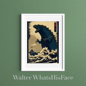 Godzilla Japanese Block Print Downloadable Art Print Digital Download ...