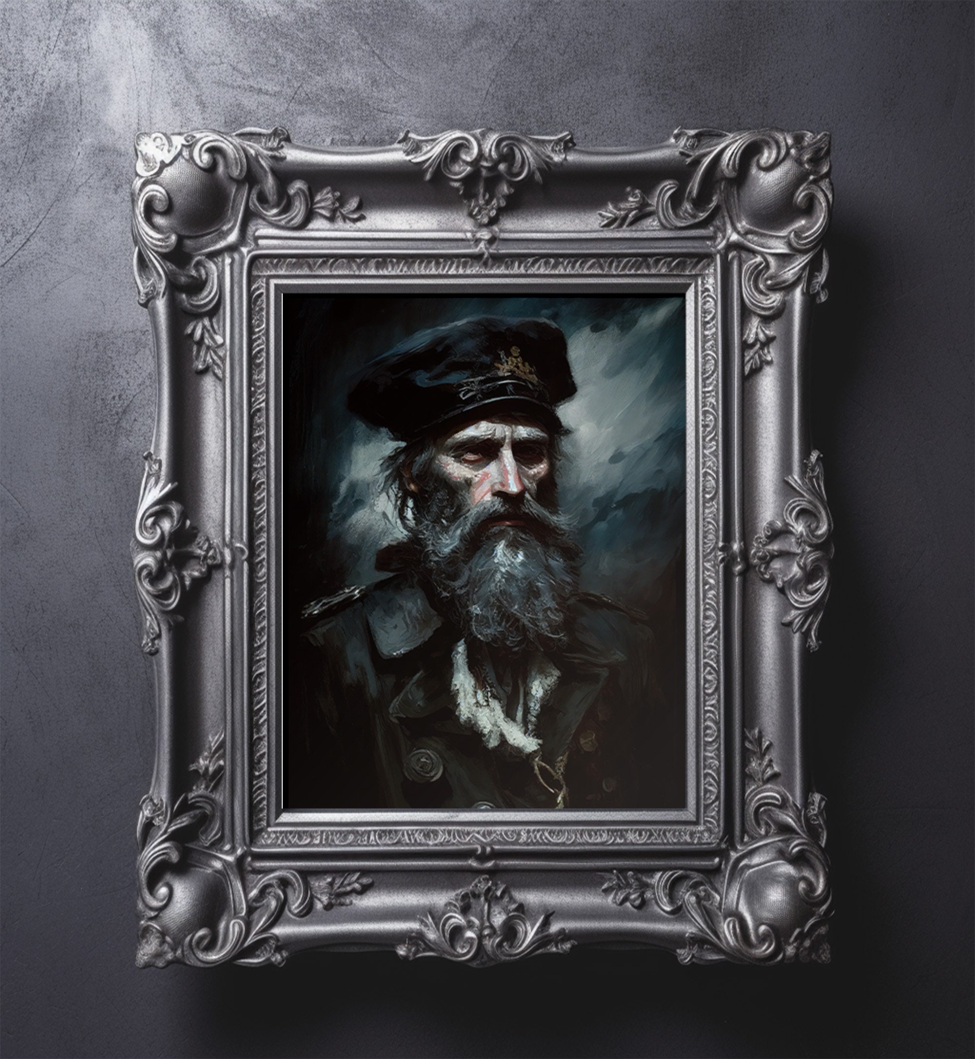 Gothic Sea Captain Moody Vintage Dark Painting Dark Academia - Etsy