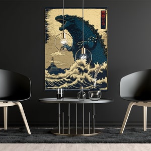 Godzilla Japanese Block Print Downloadable Art Print Digital Download ...