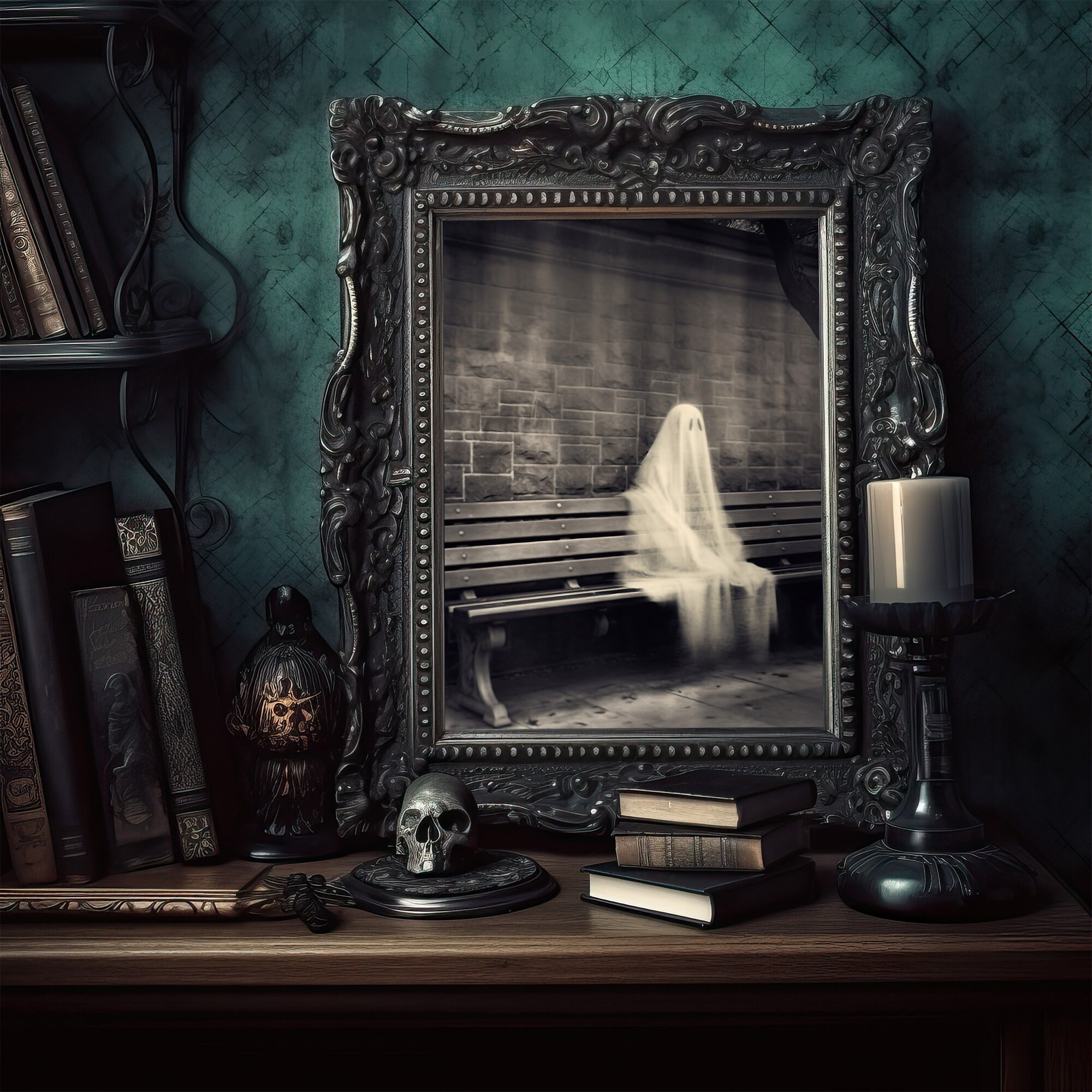 Ghost Sat on Bench Moody Occult Dark Photograph, Dark Academia ...