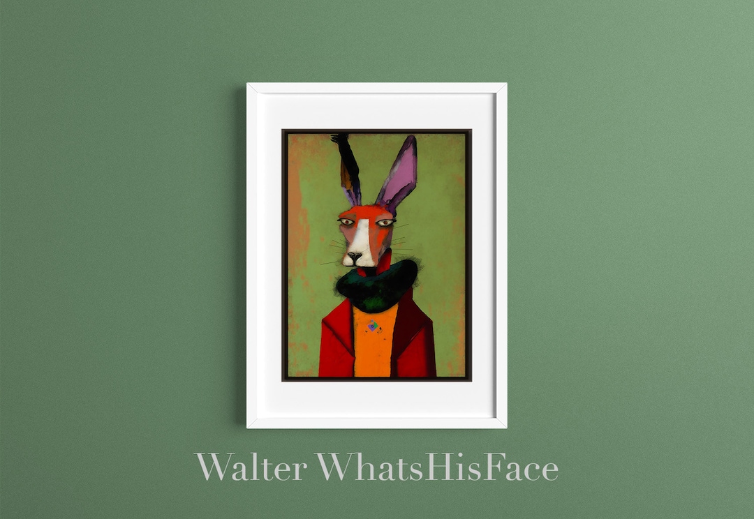 Modern Bunny Art Printable Wall Art Quirky Animal Art Instant Digital ...