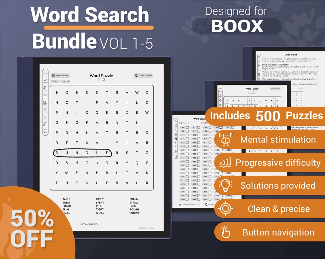 Boox Word Search Puzzle Games Bundle, Note Air, Tab Ultra - Etsy