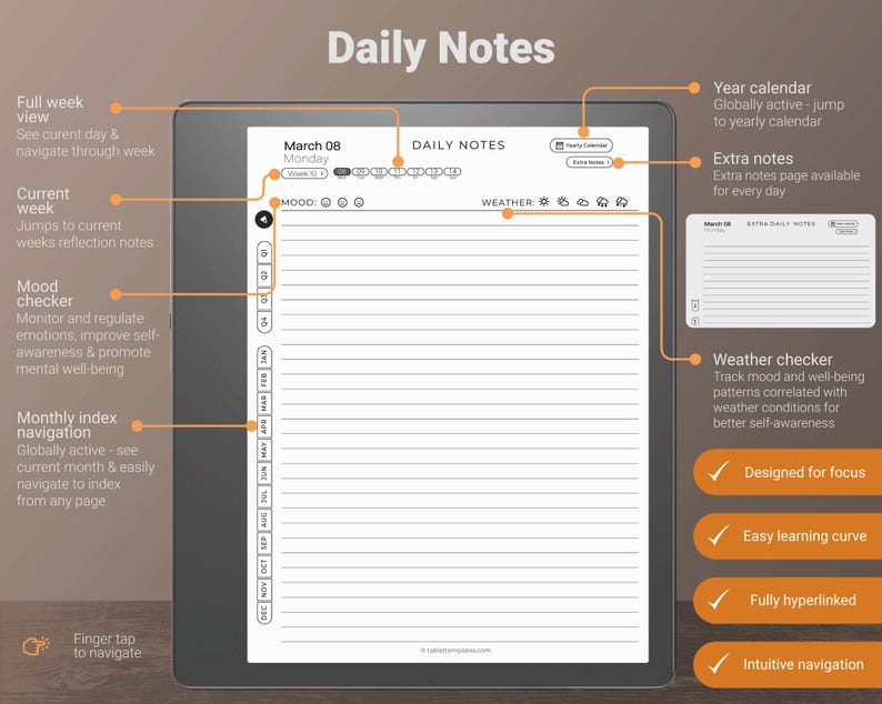 Kindle Scribe Daily Journal 2026-2027: Hyperlinked Productivity ...