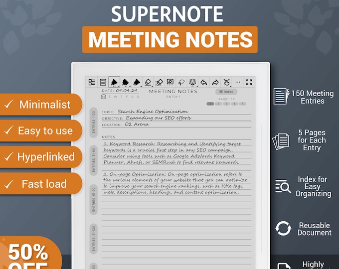 Supernote Nomad A6X2 Meeting Notes Template or Subject Notes - Etsy