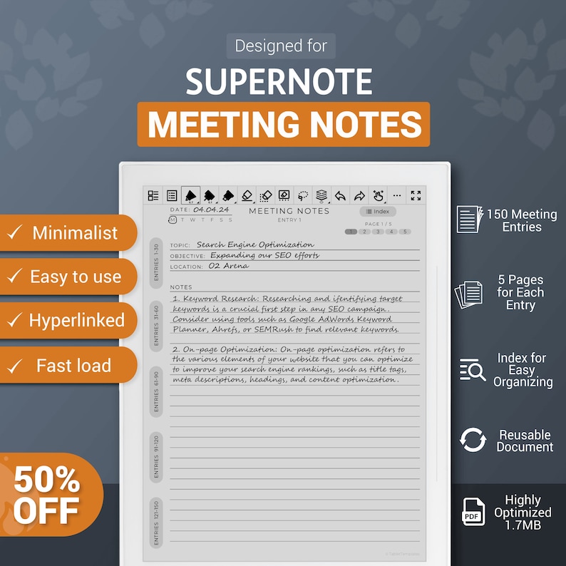 Supernote Meeting Notes Template, Notebook, Supernote Templates, A5X ...