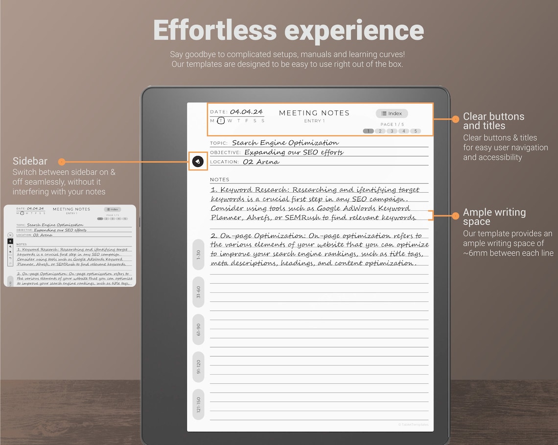Kindle Scribe Meeting Notes Template: Hyperlinked Notebook (PDF) - Etsy