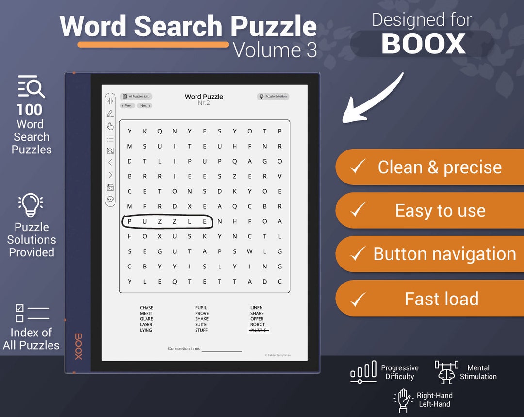 Boox Word Search Puzzle Games - Vol 3 - Note Air, Tab Ultra - Etsy