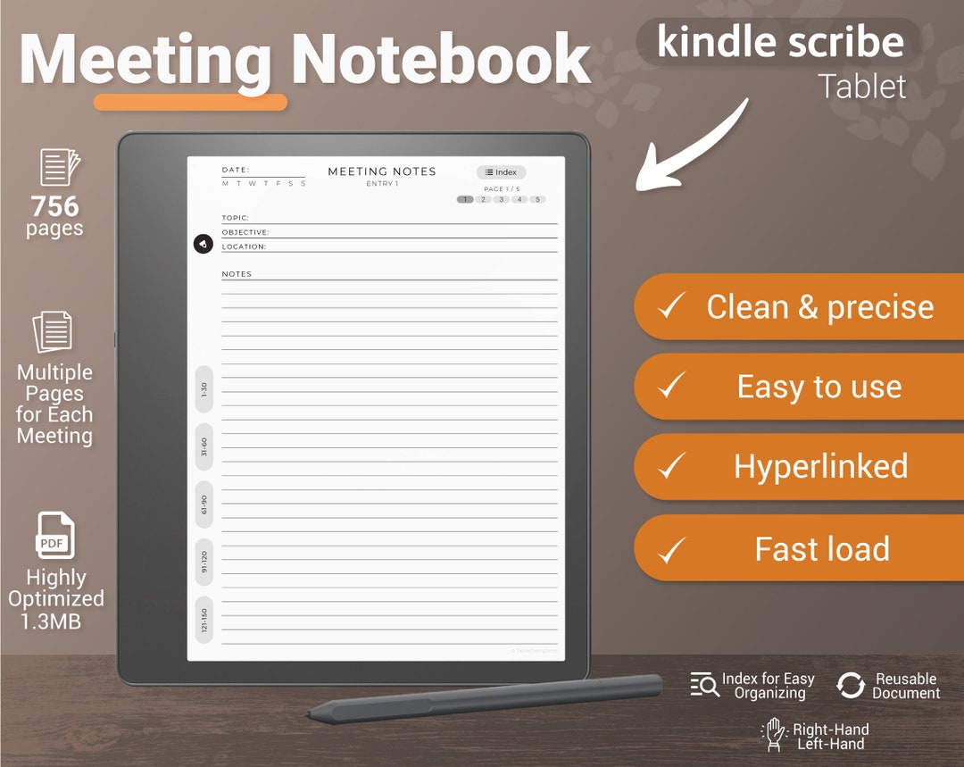 Kindle Scribe Meeting Notes Template, Meeting Notebook, Kindle Scribe ...