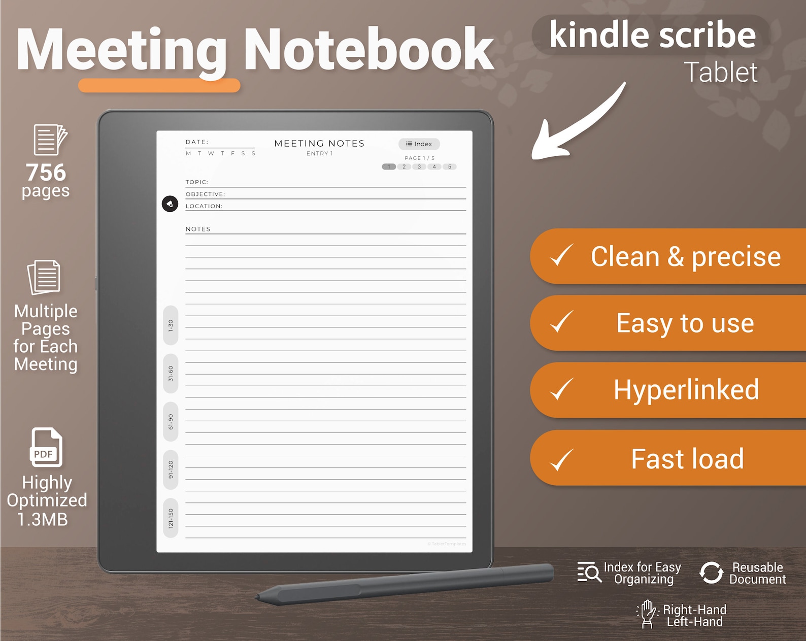 Kindle Scribe Meeting Notes Template, Meeting Notebook, Kindle Scribe ...