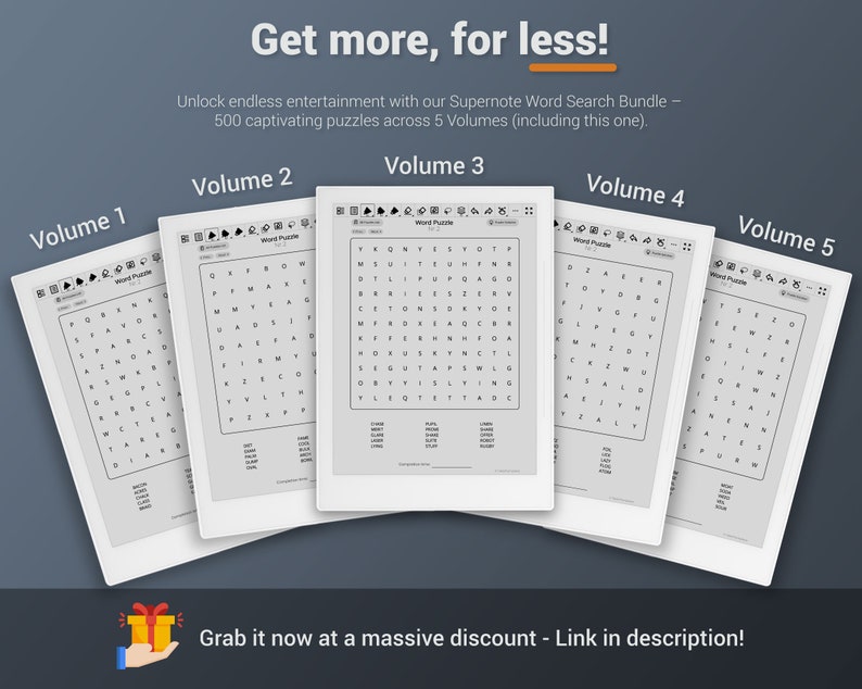 Supernote Word Search Puzzle Games - Vol 1 - A5X, A6X, Nomad - Etsy